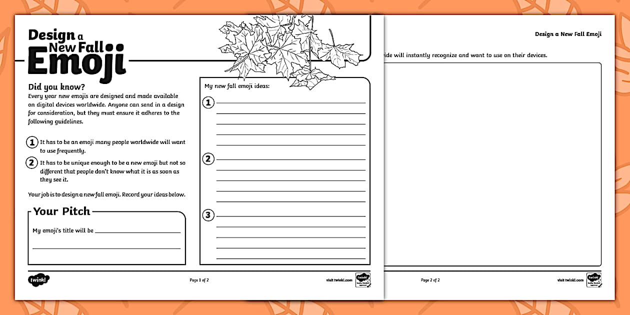 😊 Design a New Fall Emoji Worksheet for 3rd-5th Grade
