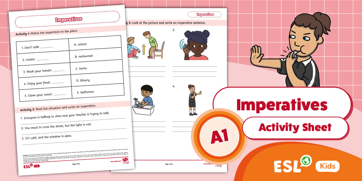 ESL Imperatives Activity Sheet {Kids}