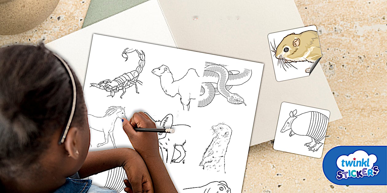 World Wildlife Mindfulness Colouring Desert AnimalStickers