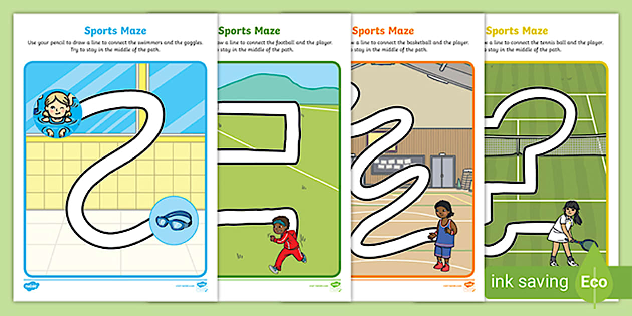 Sport Pencil Control Path Worksheets (teacher made) - Twinkl
