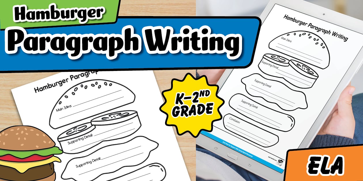 Hamburger Paragraph Writing Template for K-2nd Grade