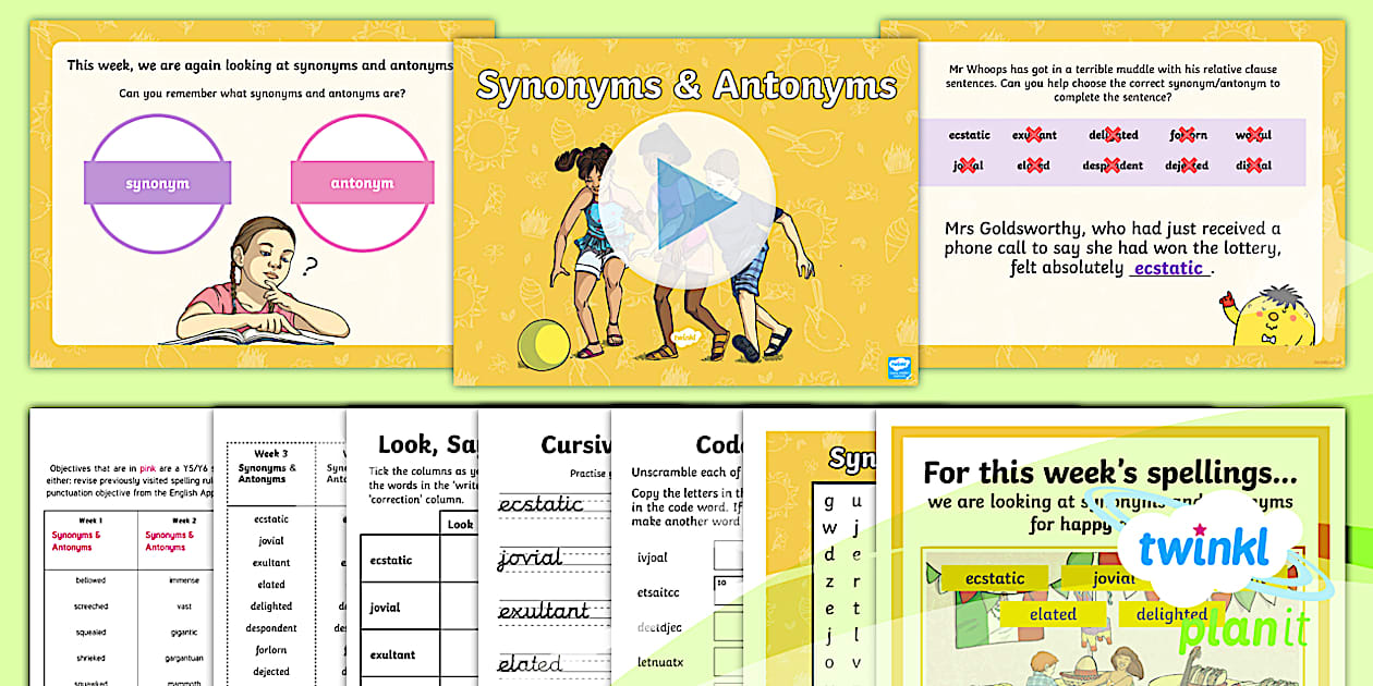PlanIt Spelling Year 6 Term 3B W3: Synonyms & Antonyms for 'Happy' and ...