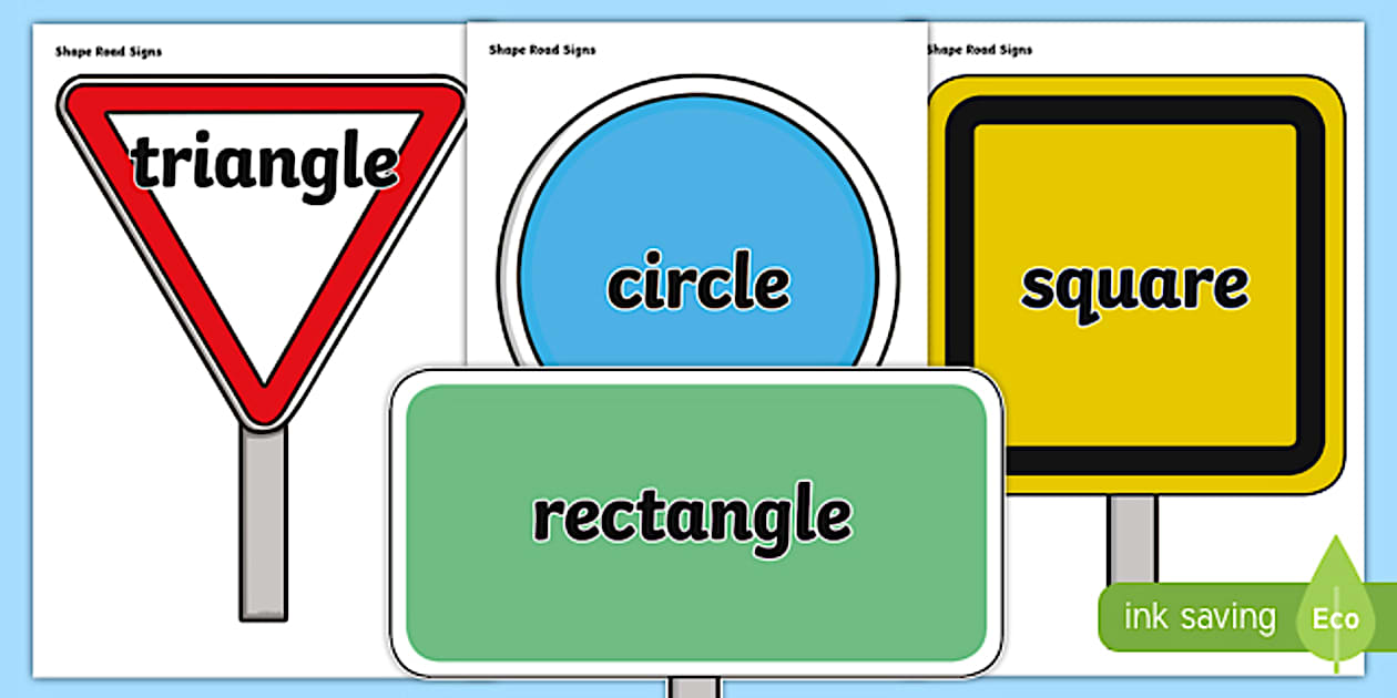 Editable Shape Names on Road Signs (teacher made) - Twinkl