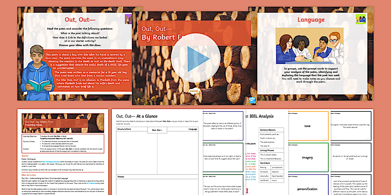 GCSE Poetry Lesson Pack to Support Teaching on 'Out, Out—' by Robert Frost