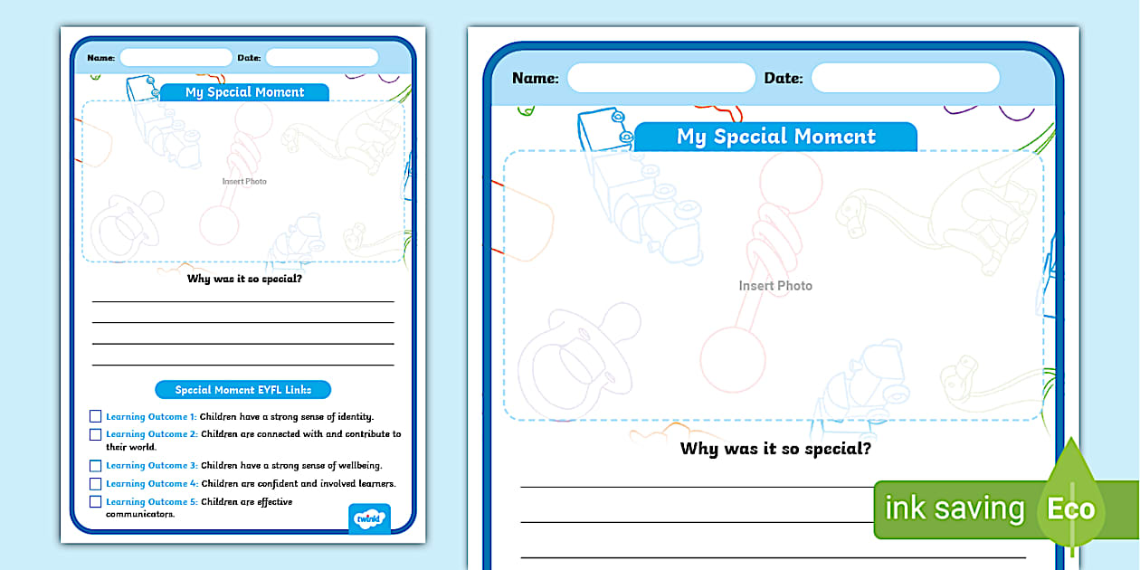EYLF My Special Moment Template - Twinkl