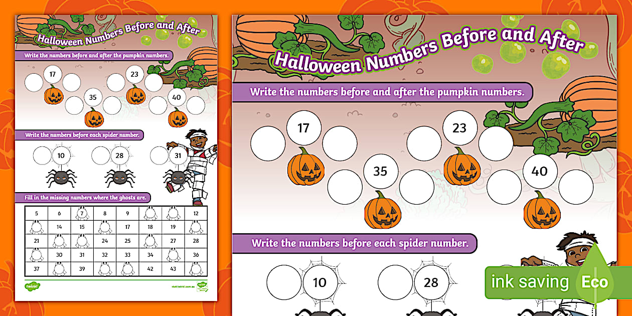 Halloween Numbers Before and After (teacher made) - Twinkl