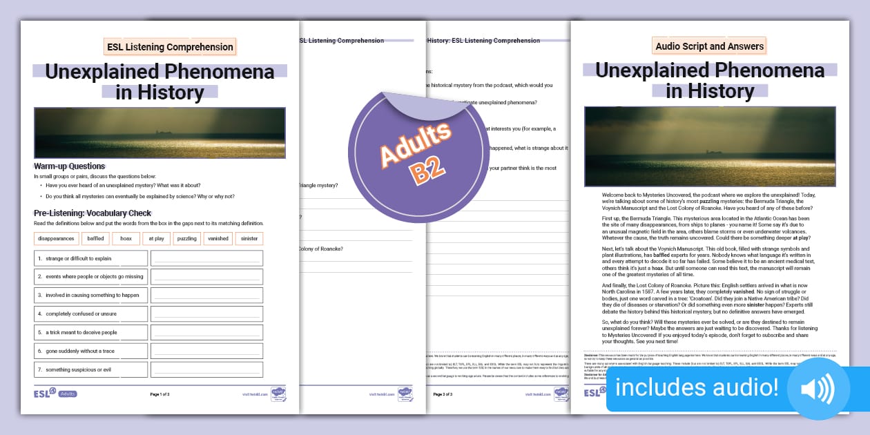 ESL Unexplained Phenomena in History (Hecho por educadores)