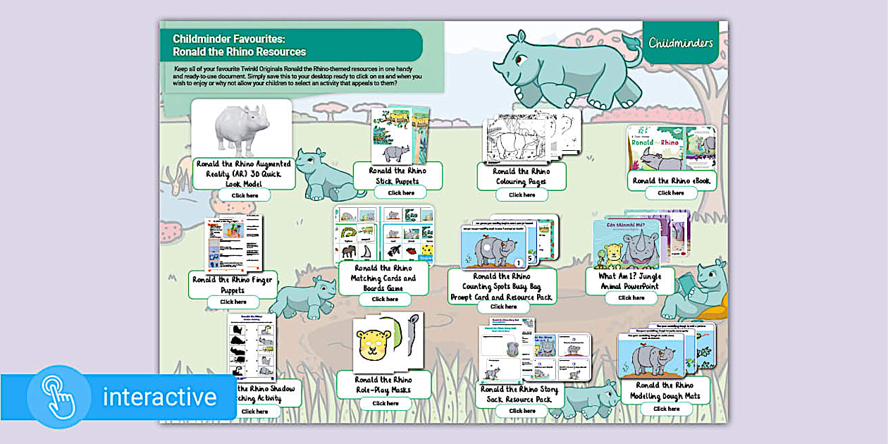 Childminder Favourites: Ronald the Rhino Resources - Twinkl