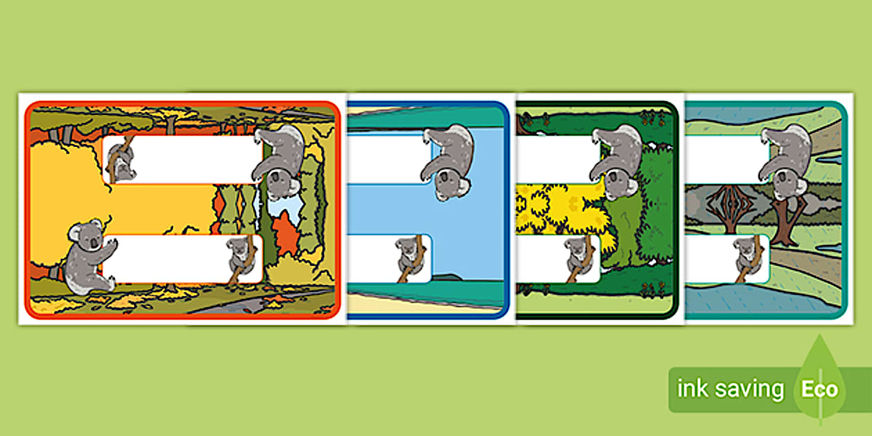 Koala Name Labels For Classroom Desks - Name Labels For Kids