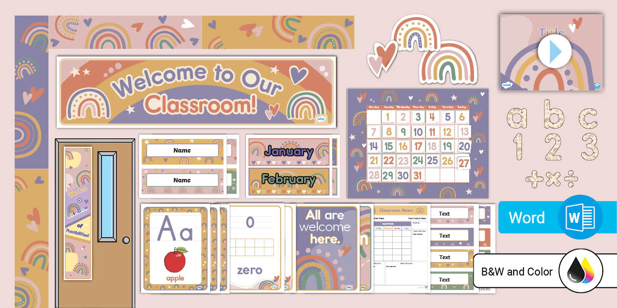 Muted Rainbow Decor Pack for Kindergarten | Twinkl USA