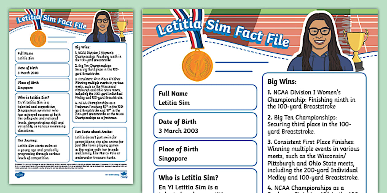 Letitia Sim Fact File (teacher made) - Twinkl