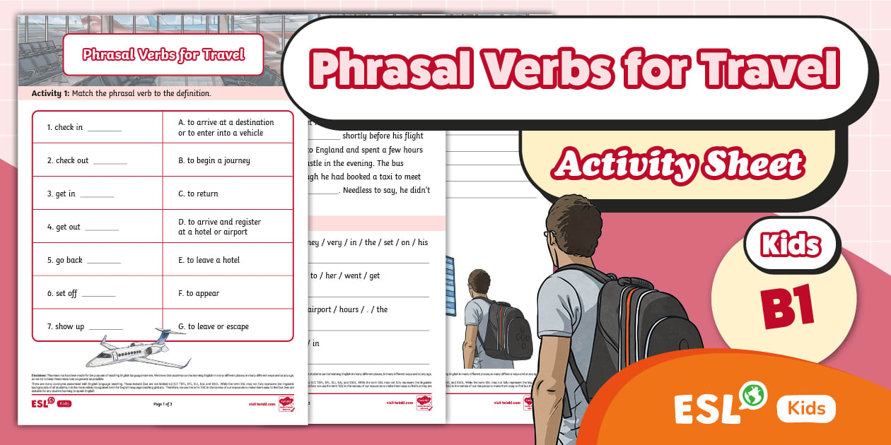 ESL Phrasal Verbs for Travel Activity