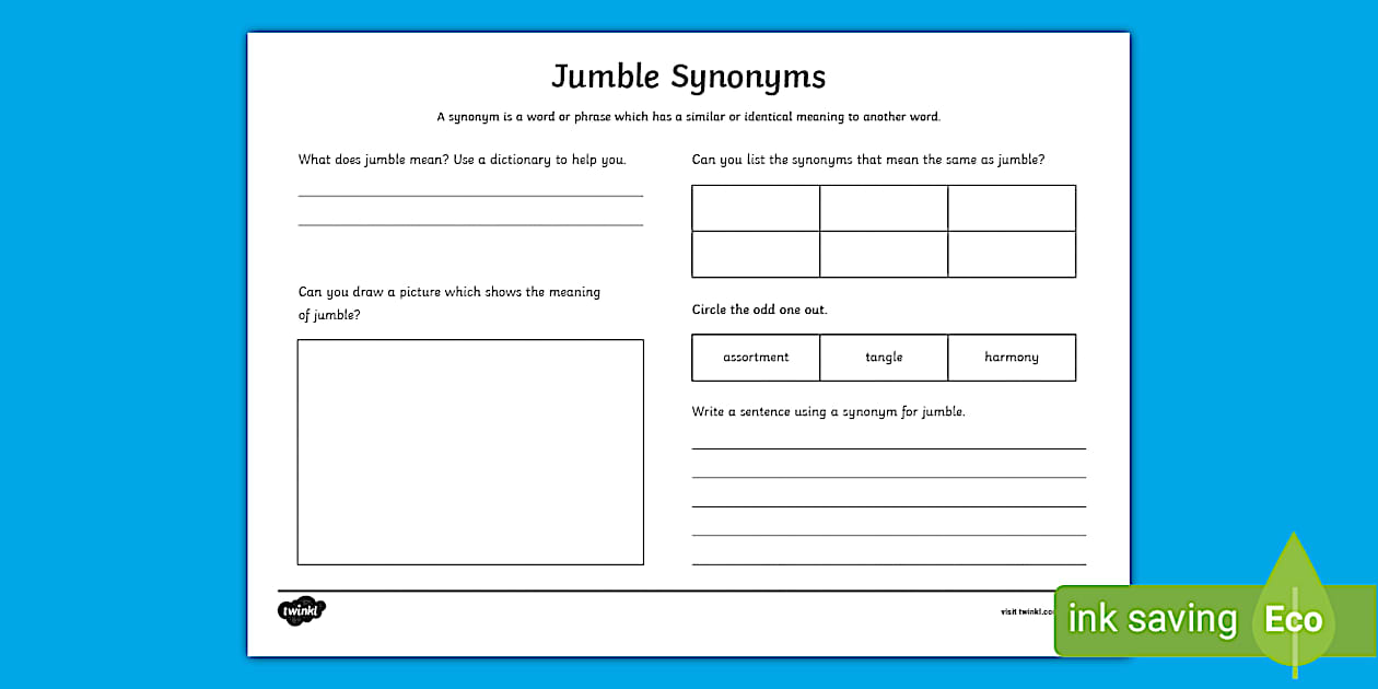 Jumble Synonyms Worksheet (teacher made) - Twinkl
