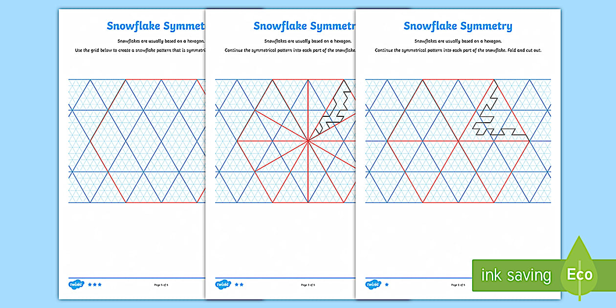 Snowflake Worksheets - UKS2 Maths Symmetry Resource - Twinkl