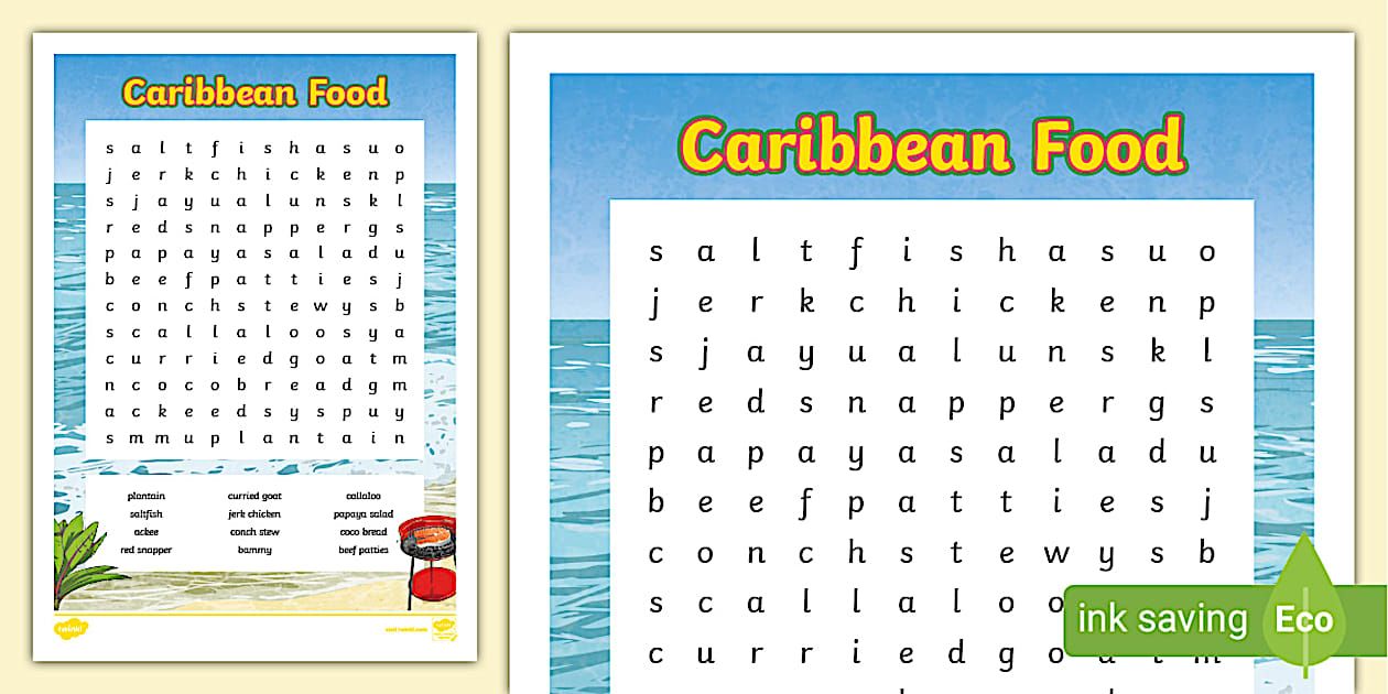 Caribbean Food Word Search (teacher made) - Twinkl