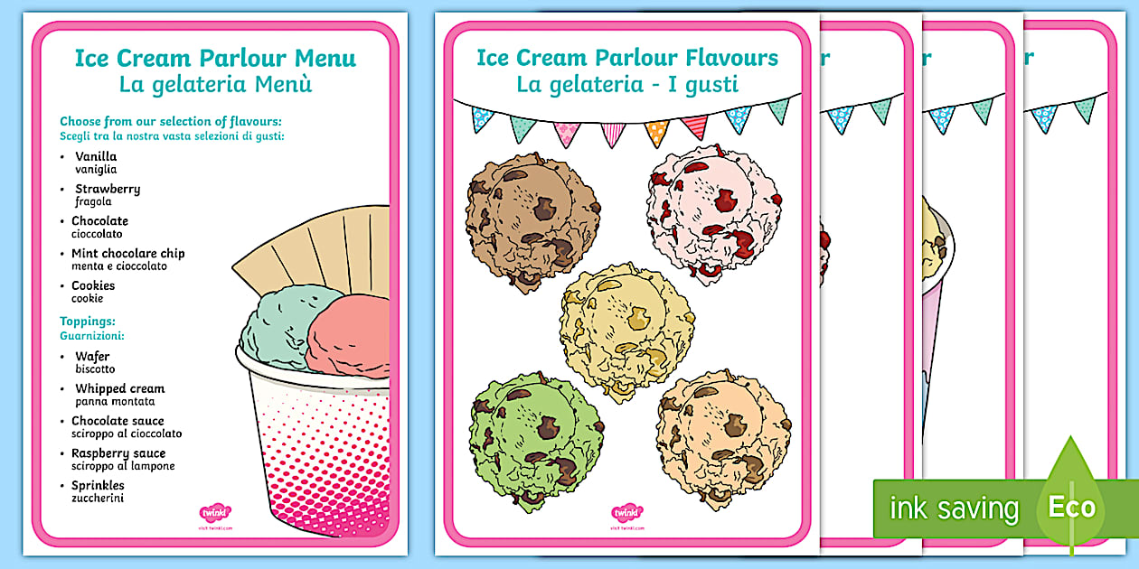 Ice Cream Parlour Display Posters English/Italian - Ice Cream Parlour ...