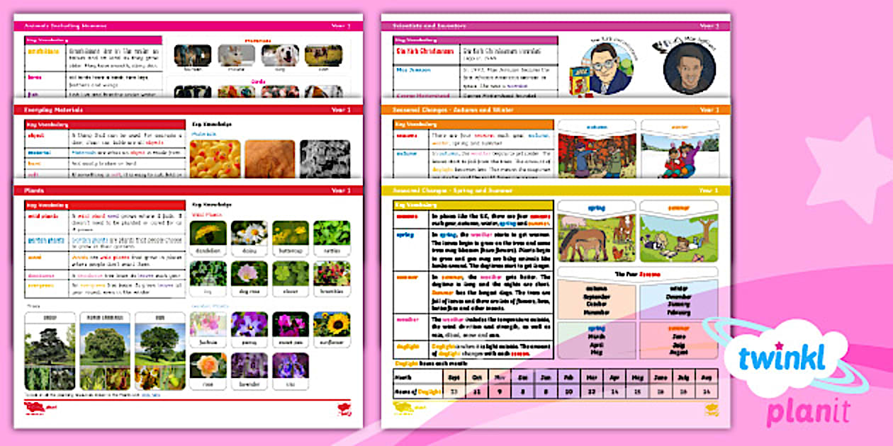 Editable Science Knowledge Organisers Pack Year 1 - Twinkl