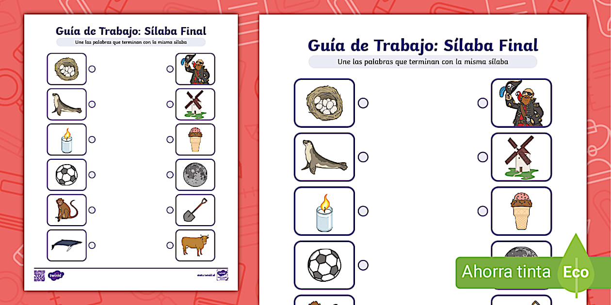 Guía de Trabajo: Sílaba Final (teacher made) - Twinkl