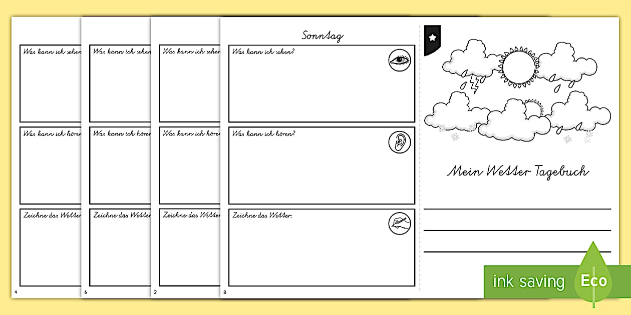 Mein Wetter Tagebuch Aktivität - My Weather Diary Booklet Template