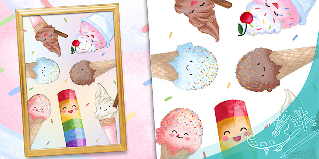 Cute Ice Cream Characters Summer Poster | Twinkl Art Gallery