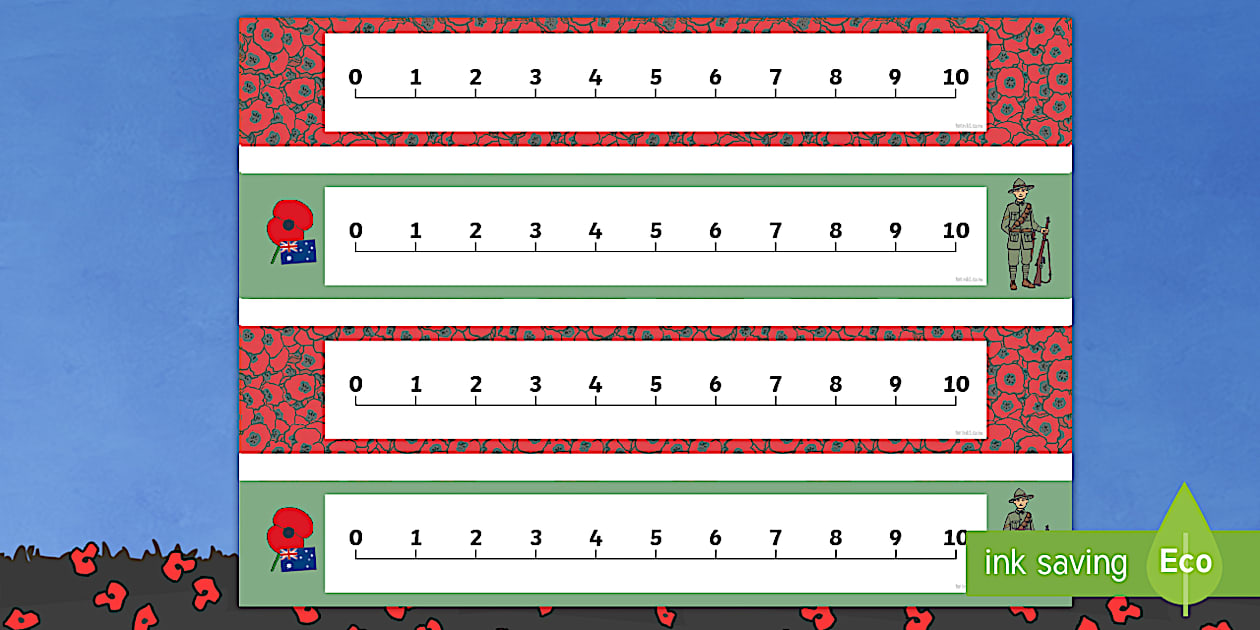 Anzac Day Number Line 0-10 - Events - Maths (teacher made)
