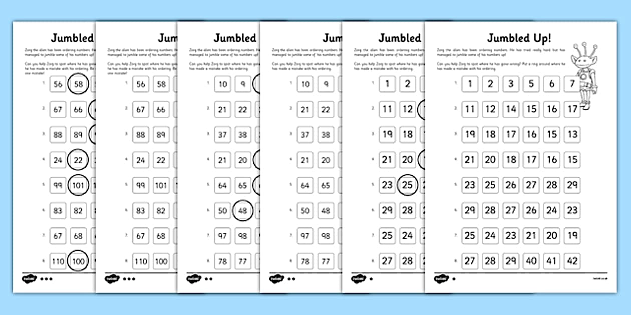 Editable Jumbled Up Number Ordering Differentiated Worksheet