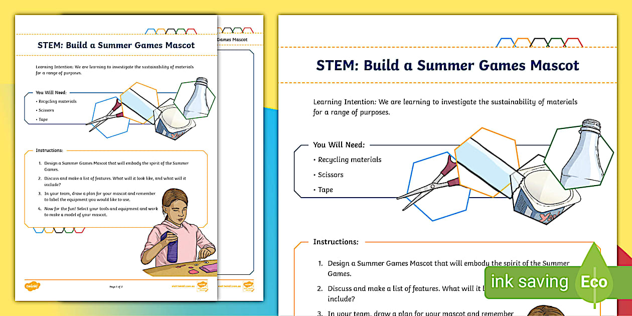 STEM: Build a Summer Games Mascot (Teacher-Made) - Twinkl