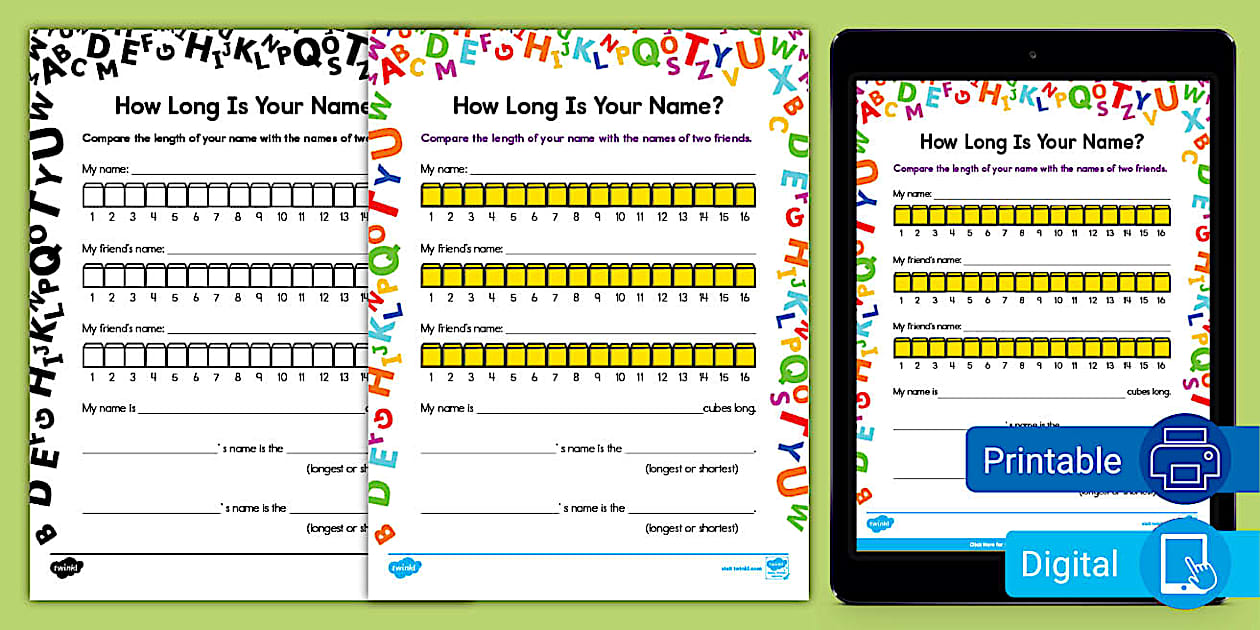 How Long is Your Name | Back to School | Twinkl USA - Twinkl