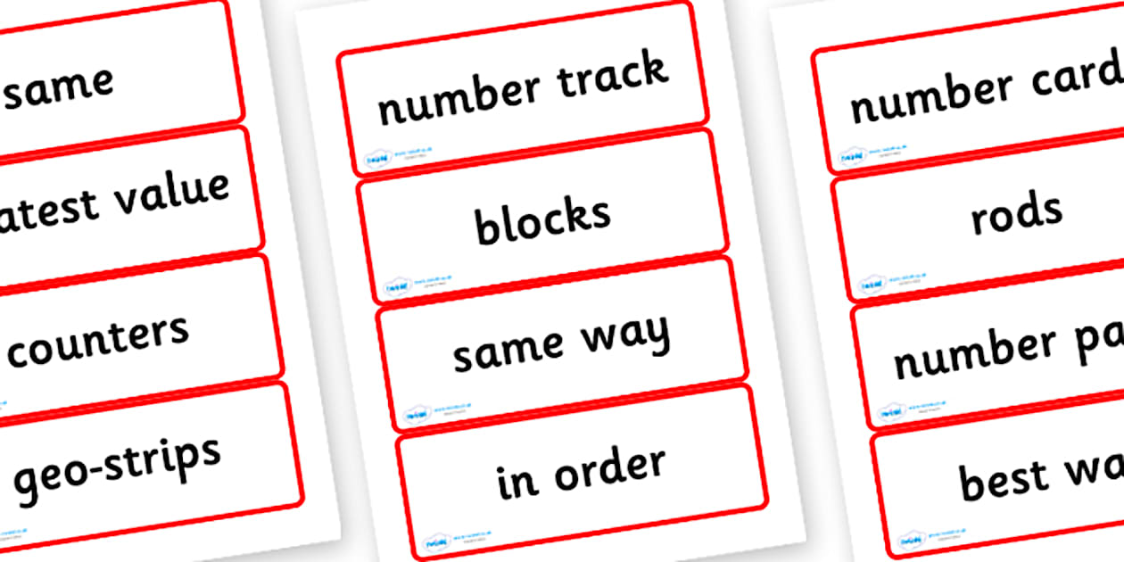 Year Three Numeracy Vocabulary Word Cards (teacher made)