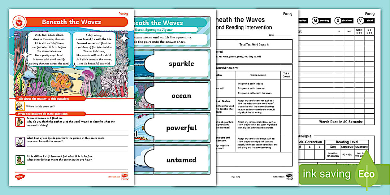 Level 7: 'Beneath the Waves' 60-Second Reading Set 2 Intervention Pack