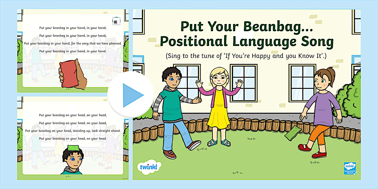 Put Your Bean Bag Positional Language Song PowerPoint