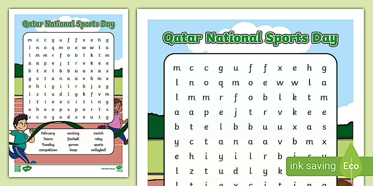 Qatar National Sports Day Word Search (teacher made)