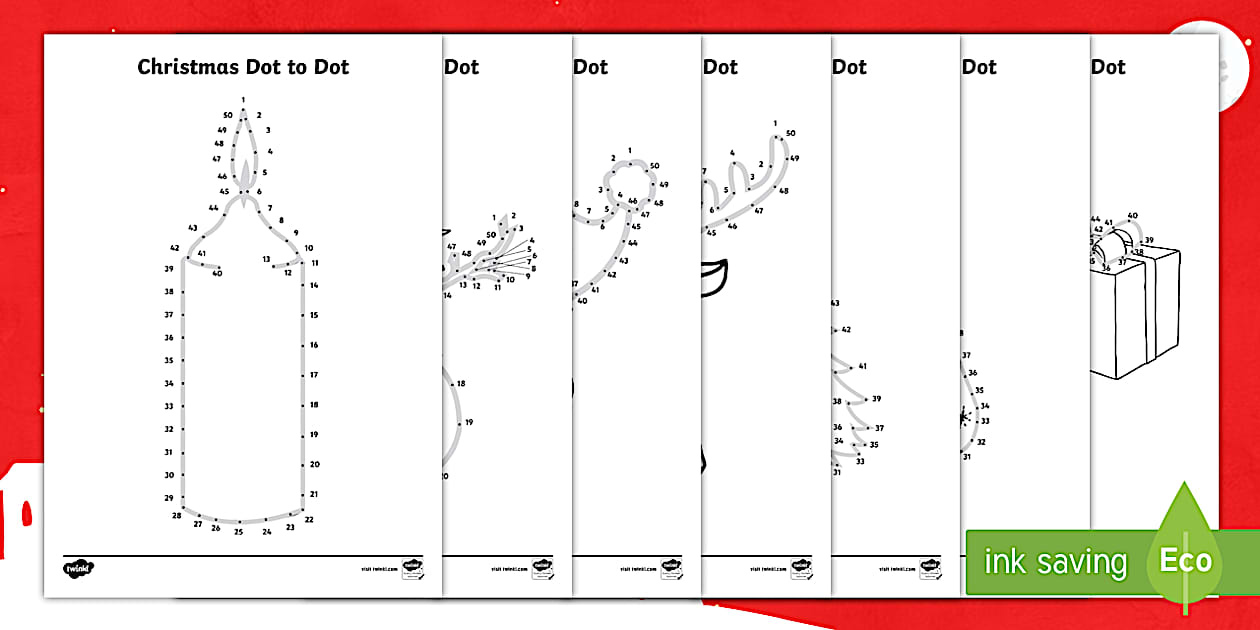 Dot to Dot Christmas Colouring Pages - Numbers Up to 50