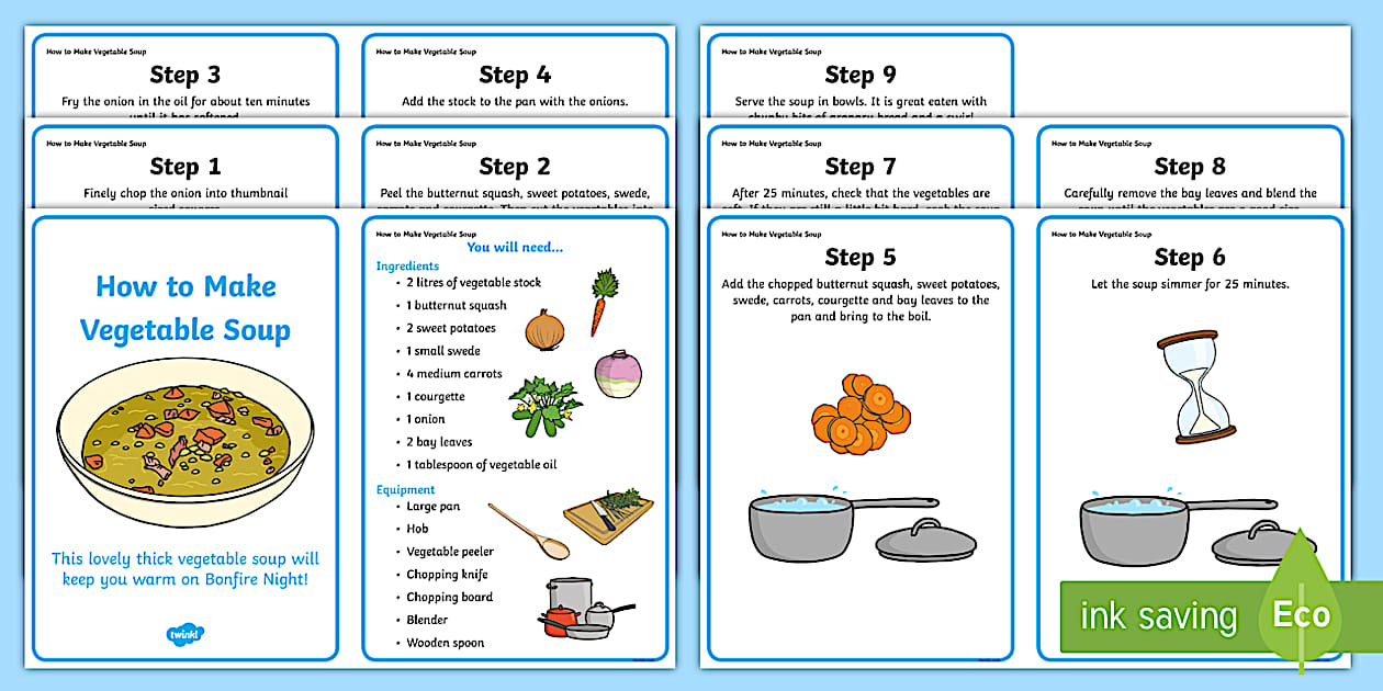 Vegetable Soup Recipe Cards