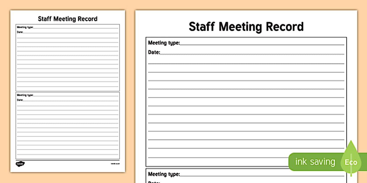 Editable ROI Teacher Staff Meeting Record - Twinkl