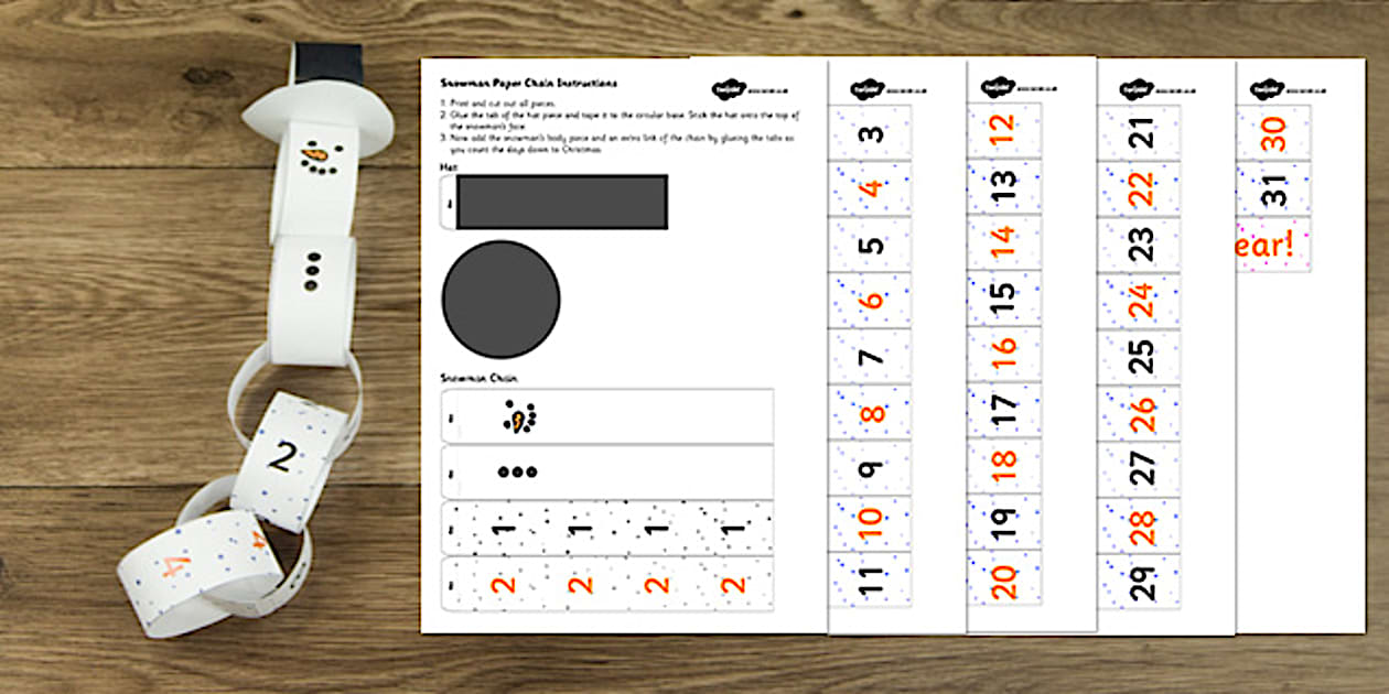 Snowman Christmas Countdown Papercraft - Twinkl