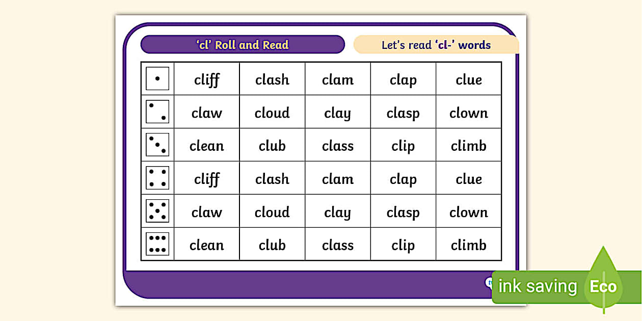 'cl' Roll and Read Board Game (Teacher-Made) - Twinkl