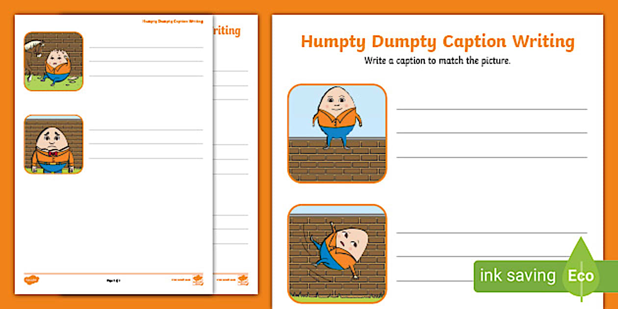 Humpty Dumpty Caption Writing Activity (teacher made)