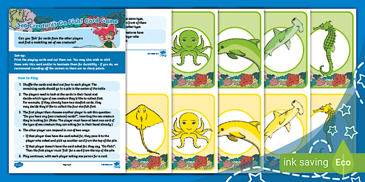 Sea Creatures Go Fish! Card Game (Teacher-Made) - Twinkl