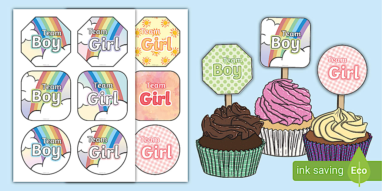 Gender Reveal Cupcake Toppers (teacher made) - Twinkl