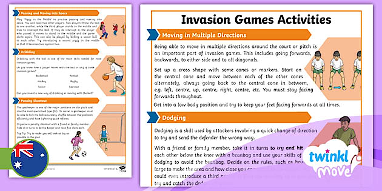 Move PE Year 4 Invasion Games Home Learning Tasks - Twinkl