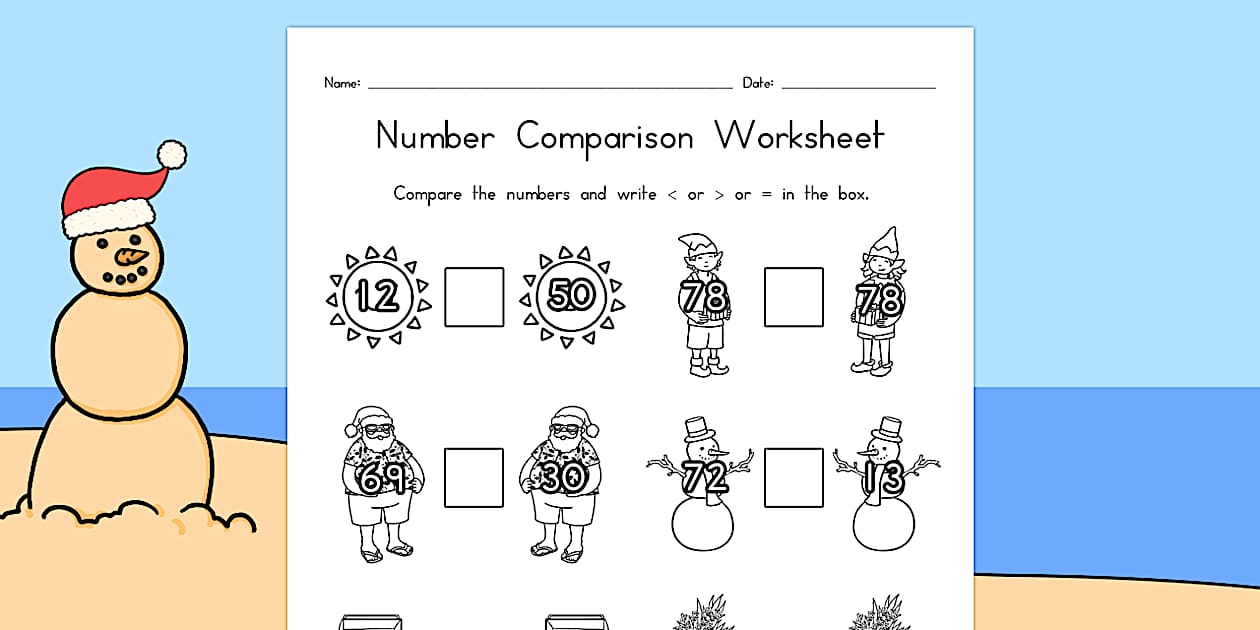 Christmas Number Comparison Worksheets