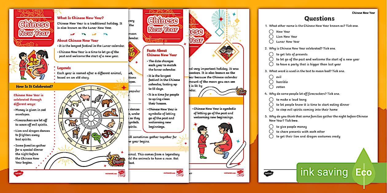KS1 Chinese New Year Differentiated Reading Comprehension