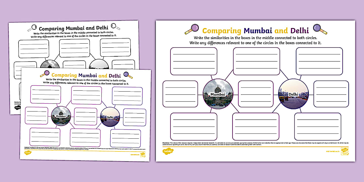 Comparing Mumbai and Delhi Mind Map (Teacher-Made) - Twinkl