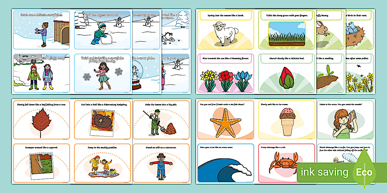 Four Seasons Brain Break Action Cards Resource Pack - Twinkl