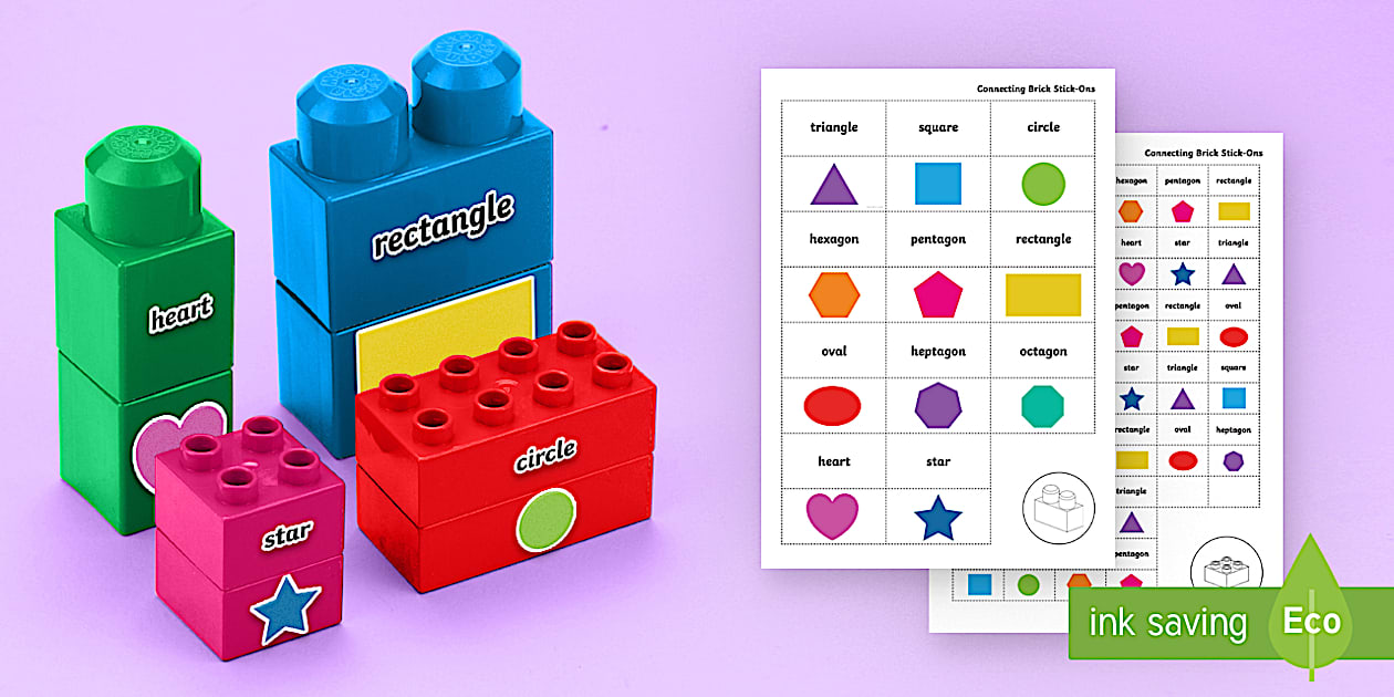 2D Shape Names Matching Connecting Bricks Game - Twinkl