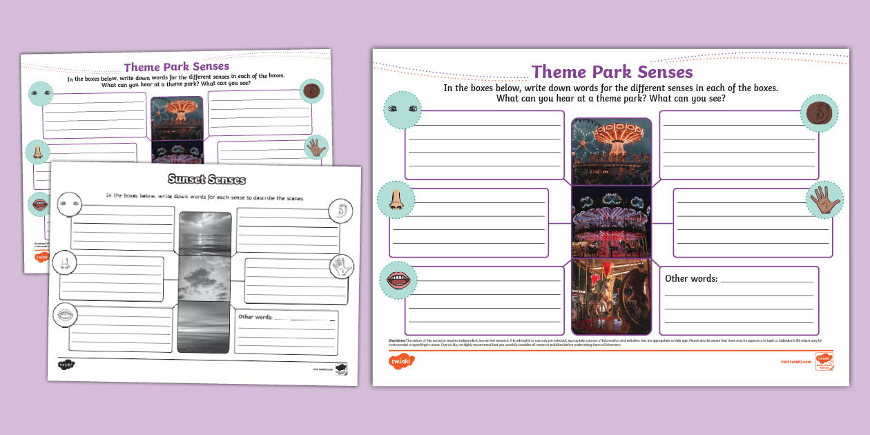 Theme Park Senses Mind Map