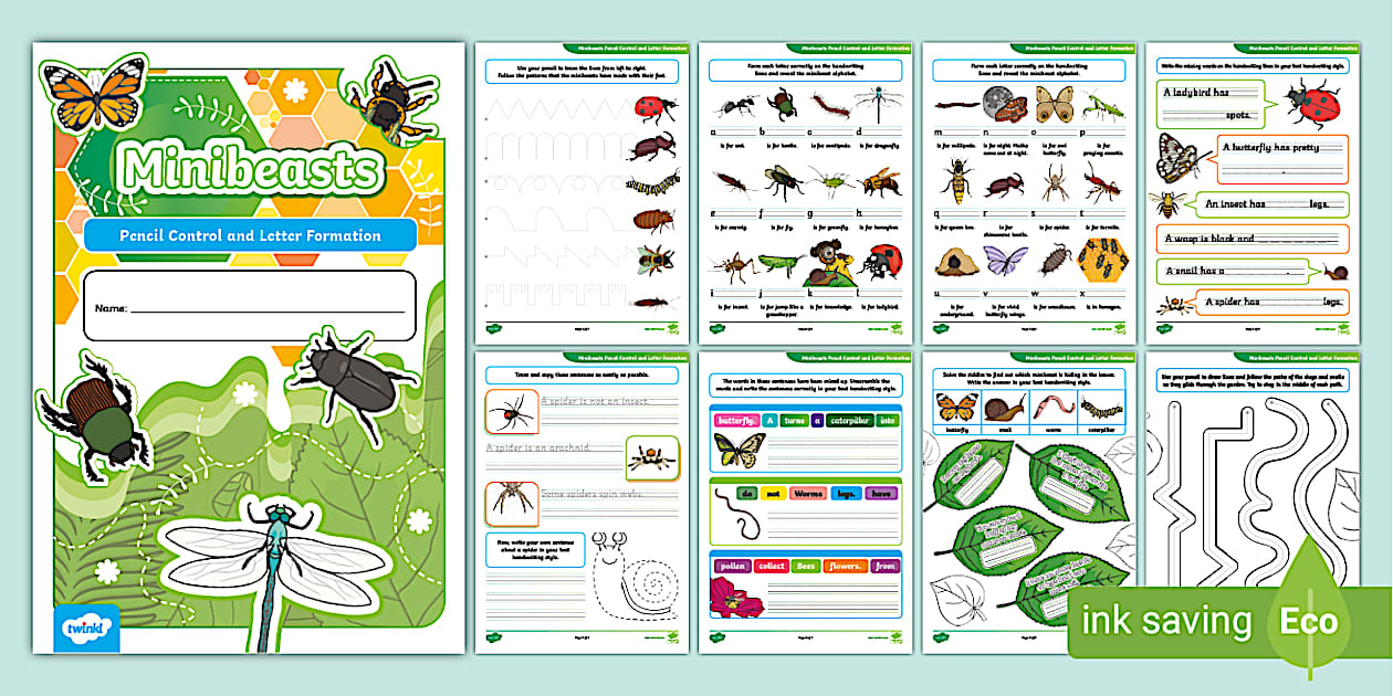 EYFS/KS1 Minibeasts Pencil Control and Letter Formation Handwriting ...
