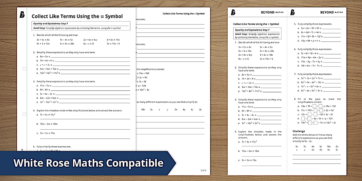 👉 Collecting Like Terms Using the ≡ Symbol | Year 7 Autumn Term