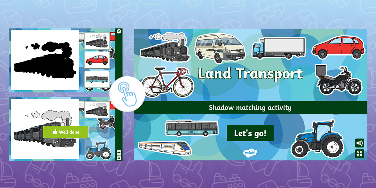 Land Transport Shadow Matching Game (teacher made) - Twinkl